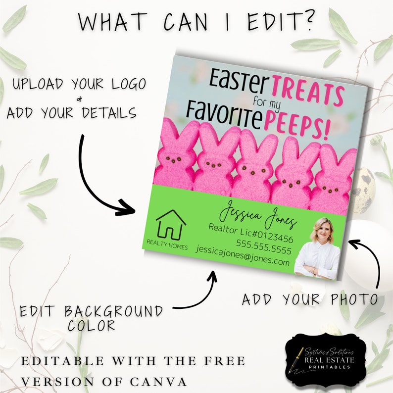 Easter Real Estate Pop by Tags | Editable | Real Estate Marketing ...