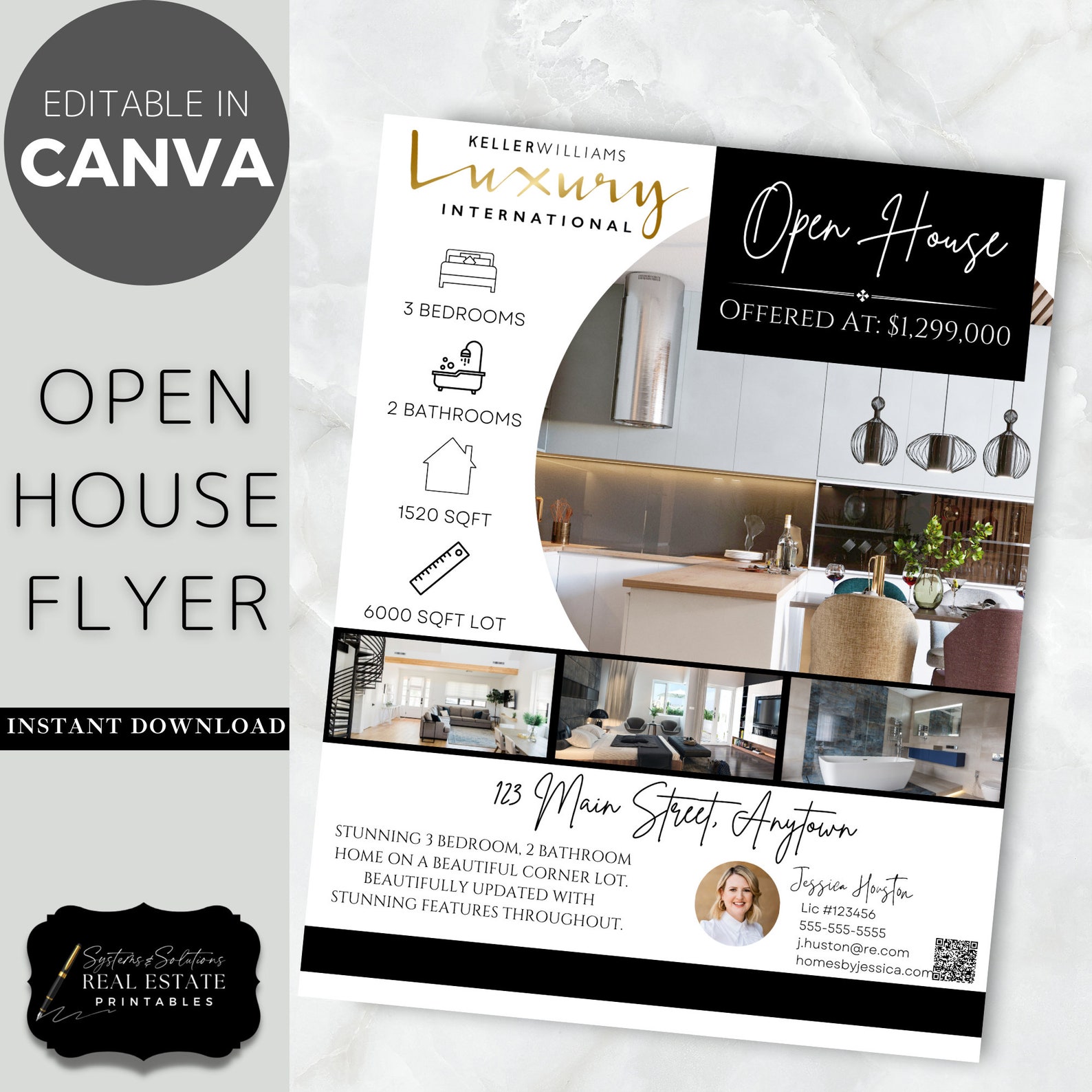 Editable Open House Flyer Template, Real Estate Marketing (canva ...