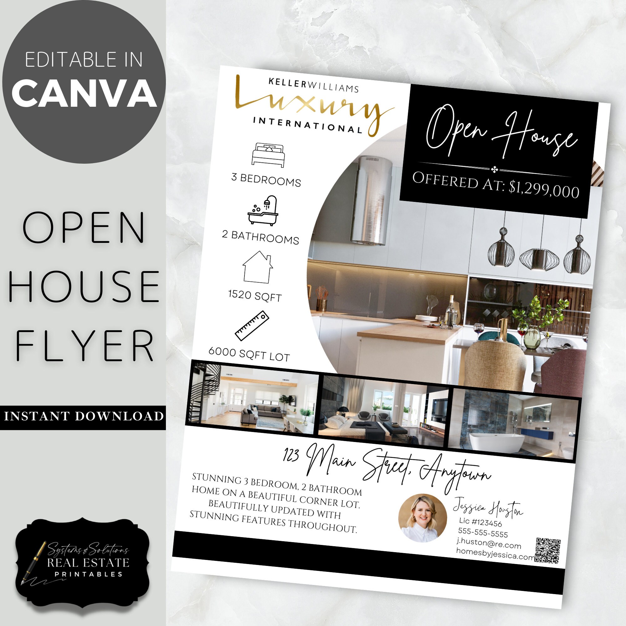 Editable Open House Flyer Template, Real Estate Marketing (canva ...