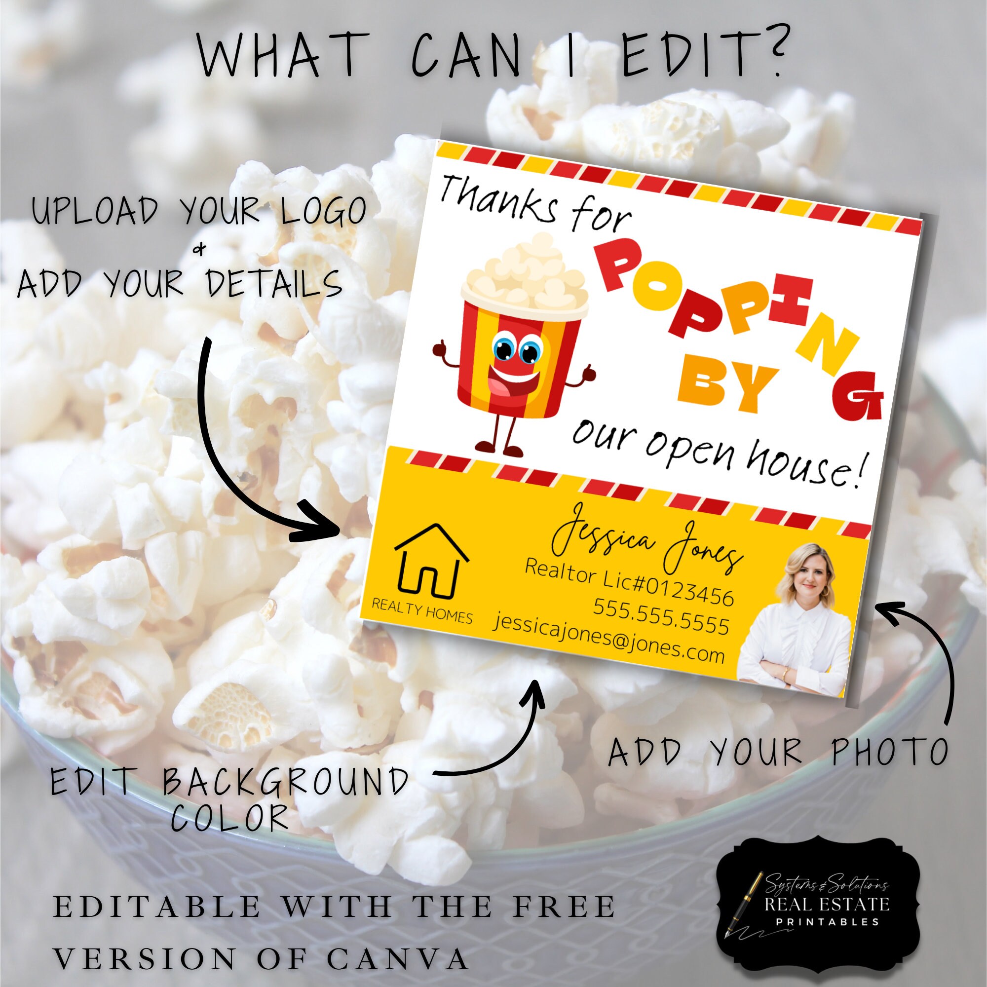 Thank You for Popping by Our Open House Realtor Pop by Tags | Editable ...