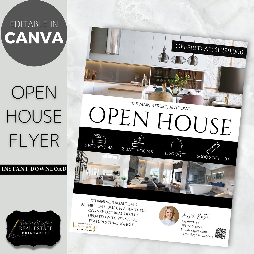 Editable Open House Flyer Template, Realtor Marketing (canva Download ...