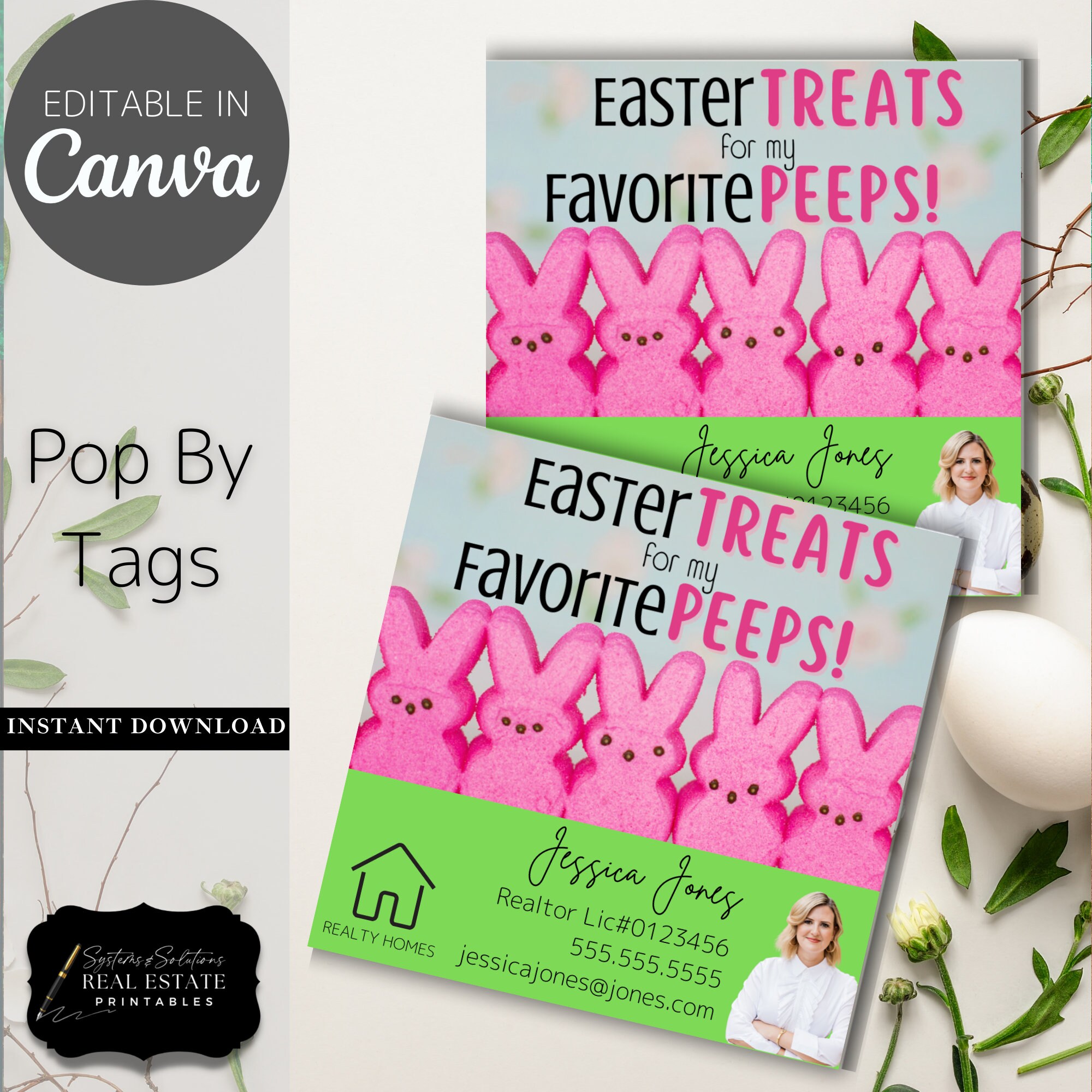 Easter Real Estate Pop by Tags | Editable | Real Estate Marketing ...