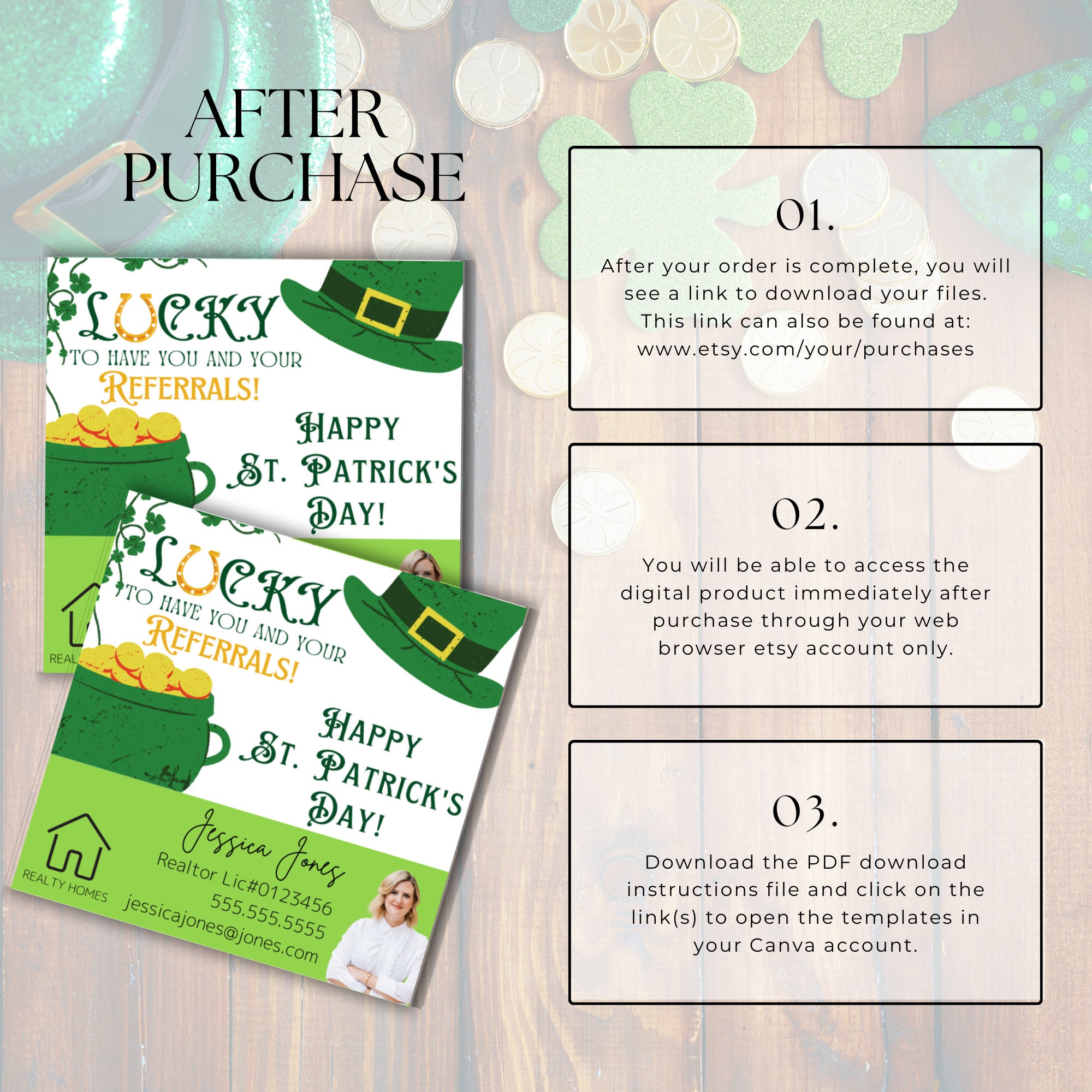 St. Patrick's Day Real Estate Pop by Tags | Editable Canva Template ...