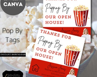 Thank You for Popping by Our Open House Realtor Pop by Tags Editable ...