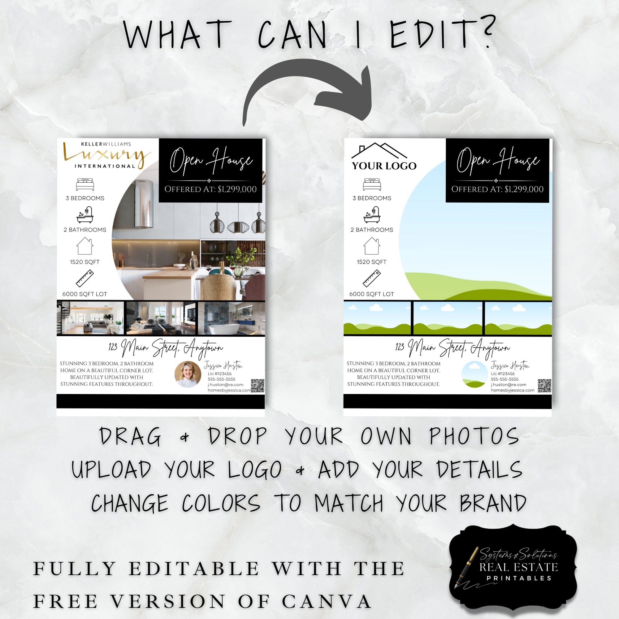 Editable Open House Flyer Template, Real Estate Marketing (canva ...