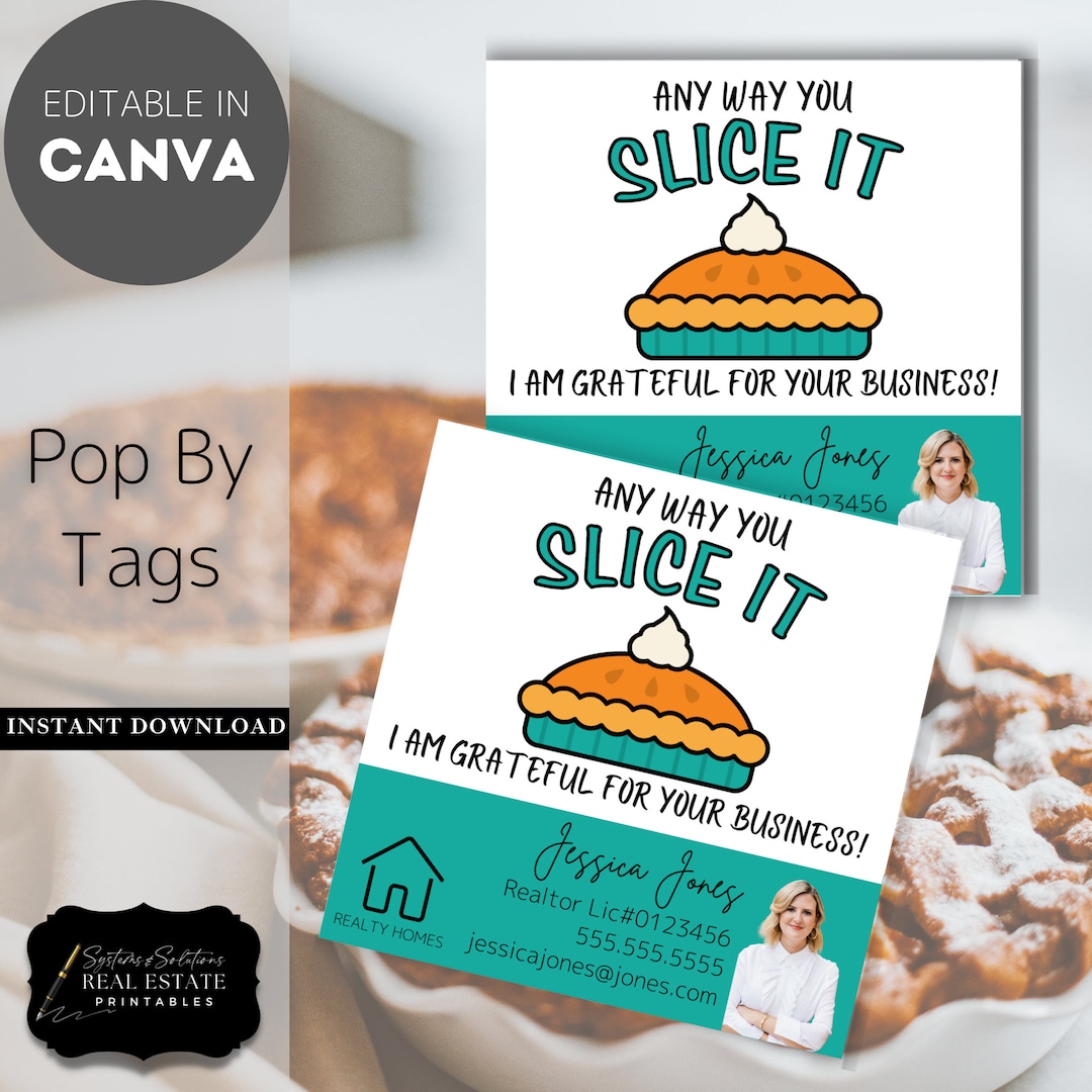 Realtor Thanksgiving Pop by Tags, Grateful Client Gift (editable Canva ...