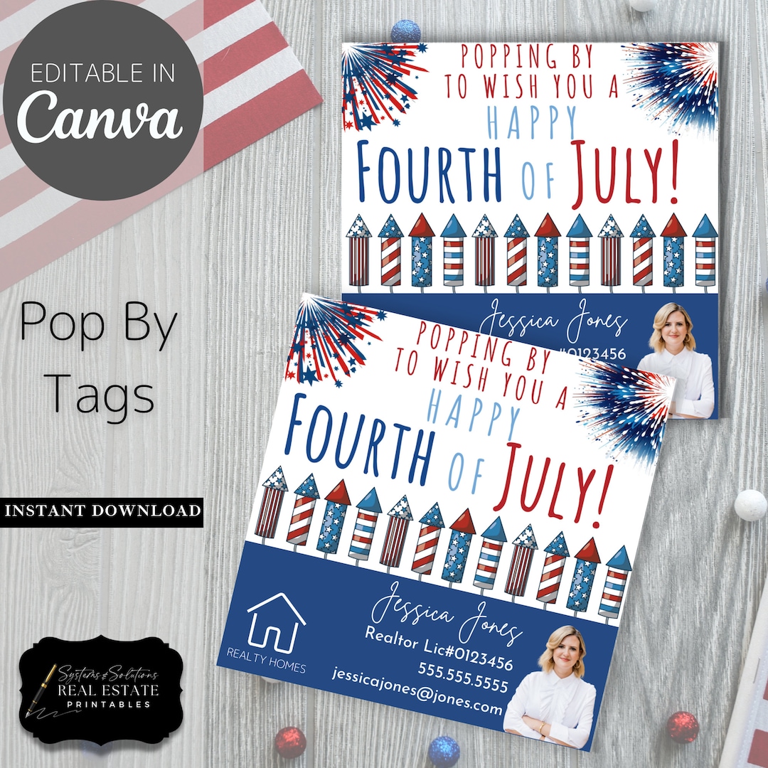 Popping by to Wish You a Happy Fourth of July Realtor Pop by Tag ...
