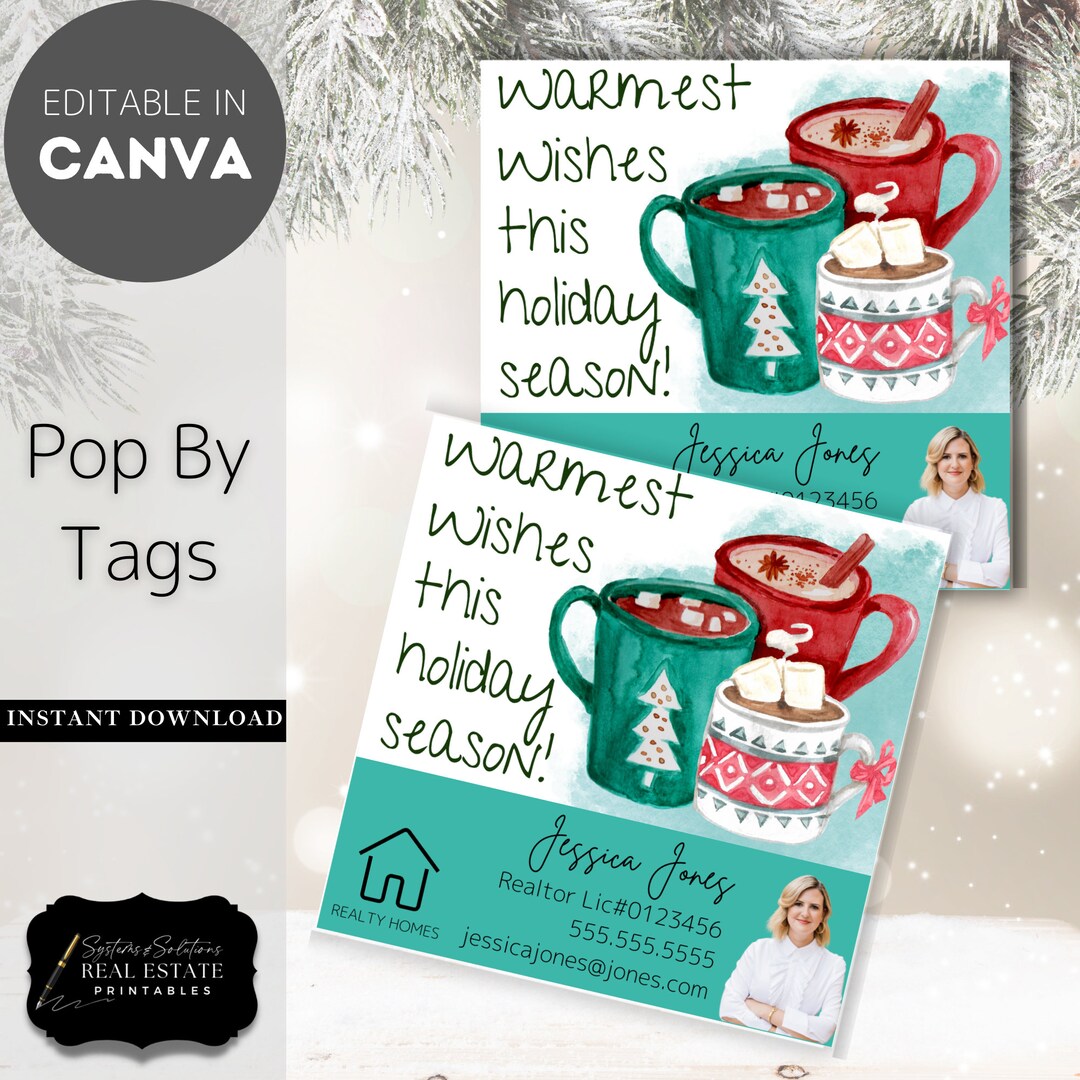 Real Estate Christmas Pop by Tags, Realtor Marketing (canva Editable ...