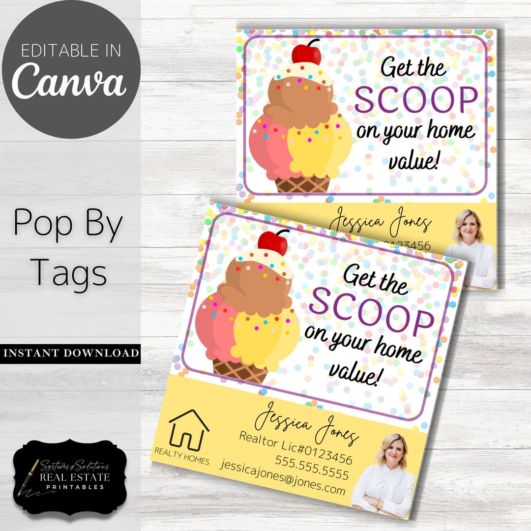 Get the Scoop on Your Home Value Real Estate Pop by Tags | Editable ...