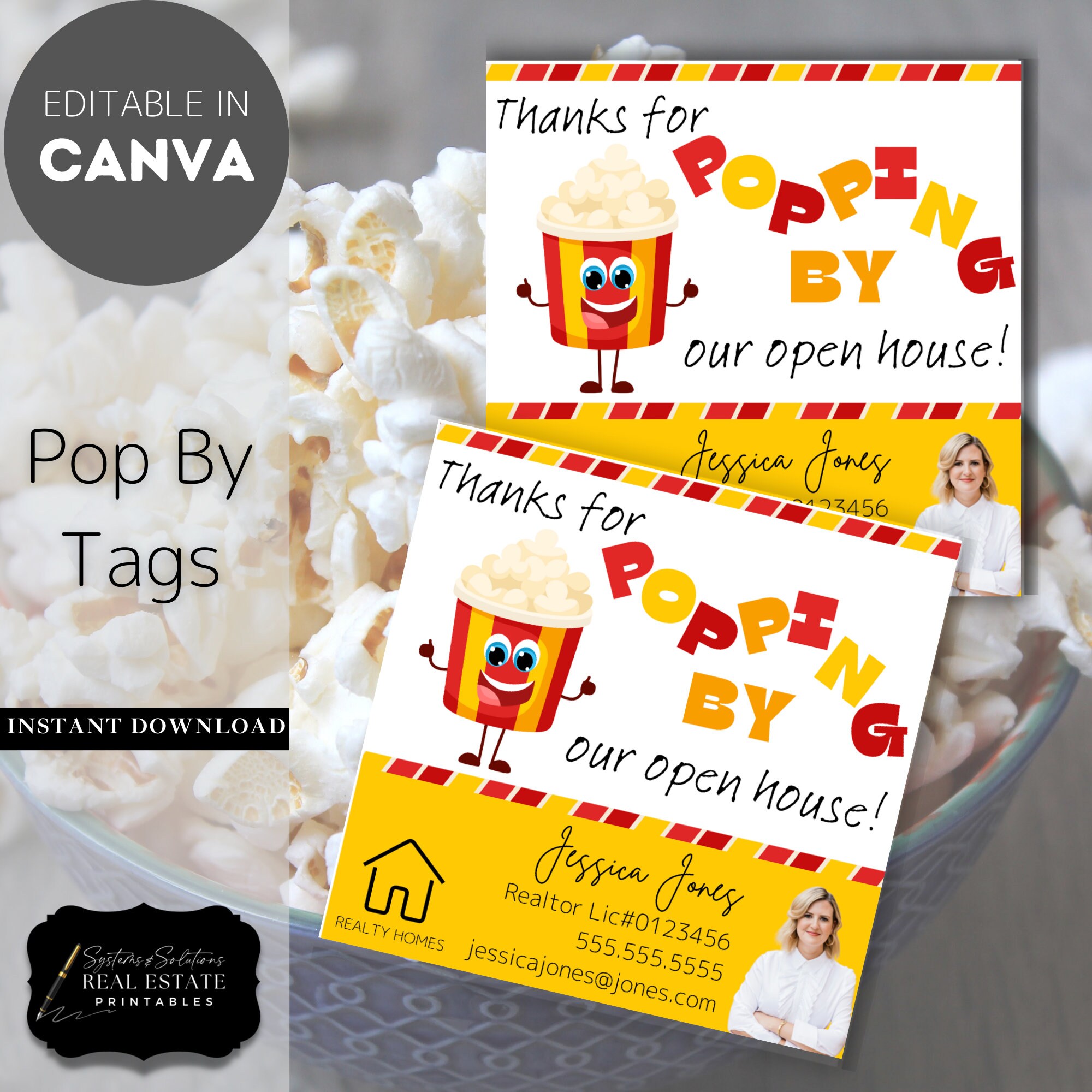 Thank You for Popping by Our Open House Realtor Pop by Tags Editable ...