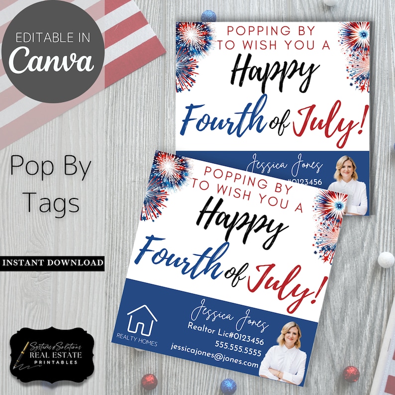 Popping by to Wish You a Happy Fourth of July Realtor Pop by Tag ...