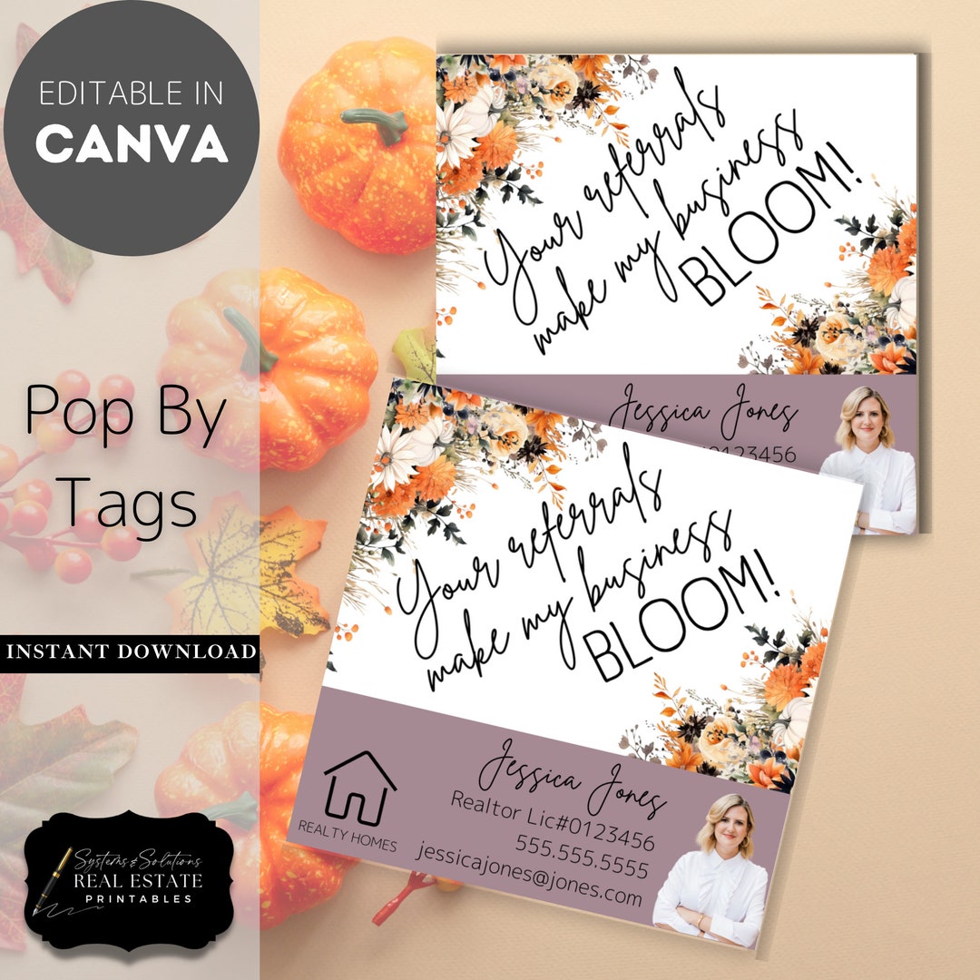 Your Referrals Make My Business Bloom Real Estate Popby Tags, Editable ...