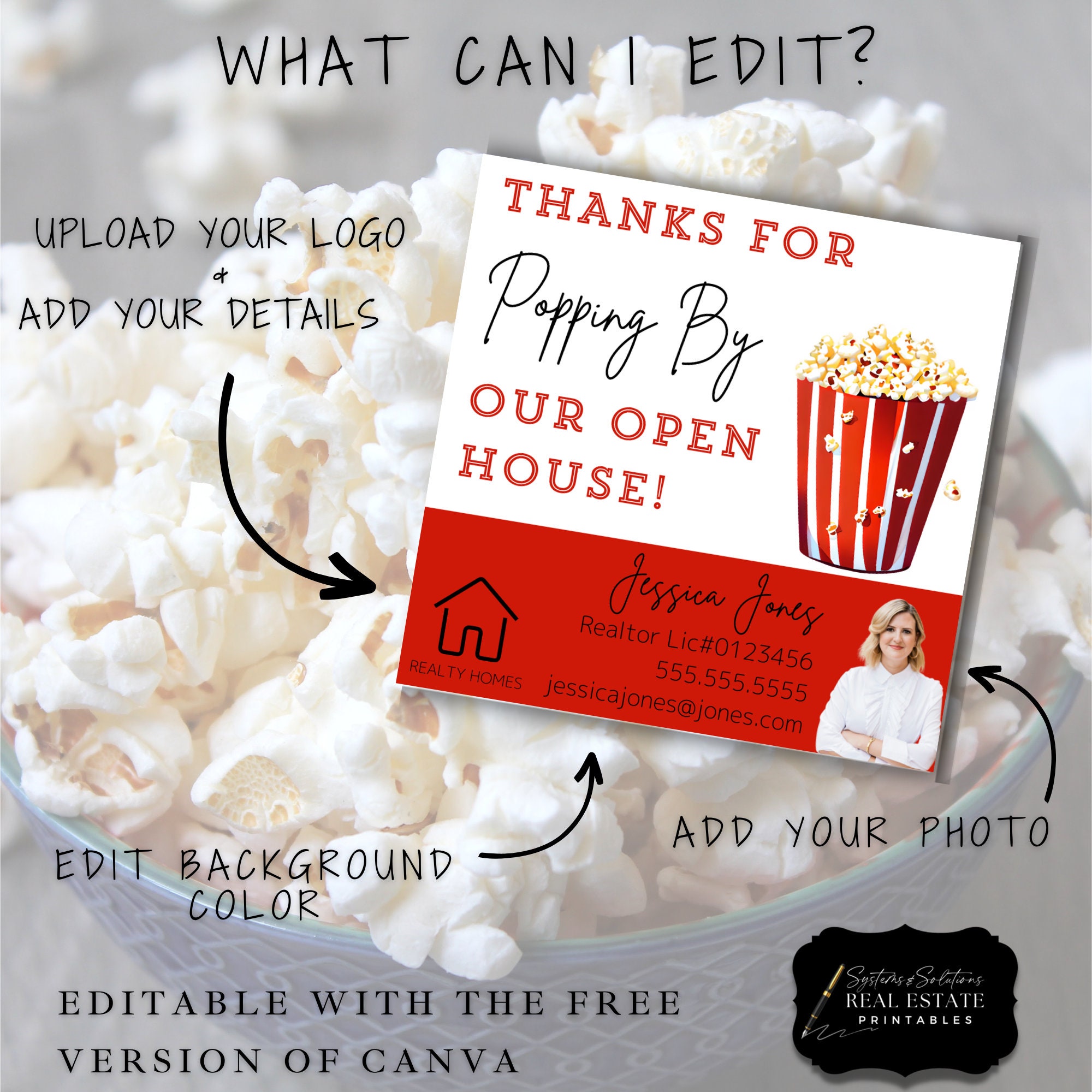 Thank You for Popping by Our Open House Realtor Pop by Tags | Editable ...