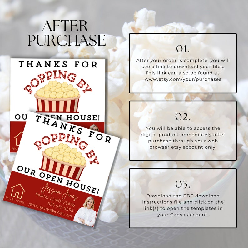 Thank You for Popping by Our Open House Realtor Pop by Tags Editable ...