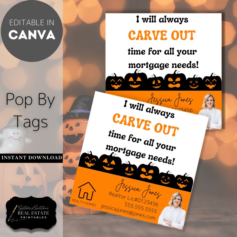 Mortgage Lender Halloween Pop by Tags (canva Editable, Digital Download ...