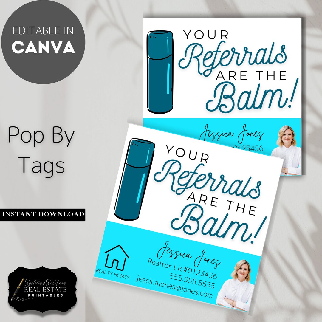 Realtor Lip Balm Pop by Tags | Real Estate Marketing (editable Template ...