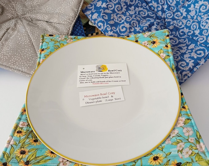 Wildflowers Microwave Bowl Cozy, Plate Cozy, Reversible, Vintage Floral ...