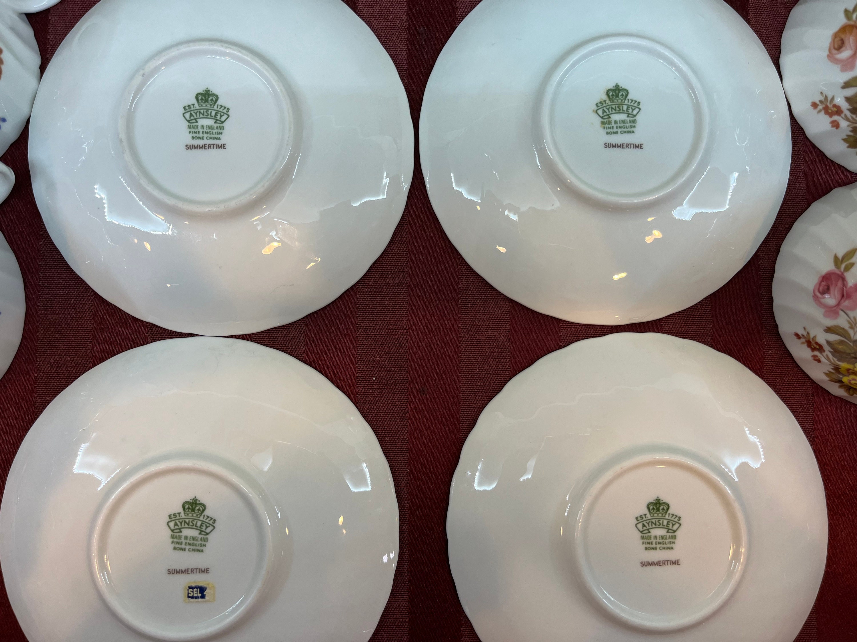 Teacup and Saucer Sets by Aynsley Summertime Pattern English Fine Bone ...