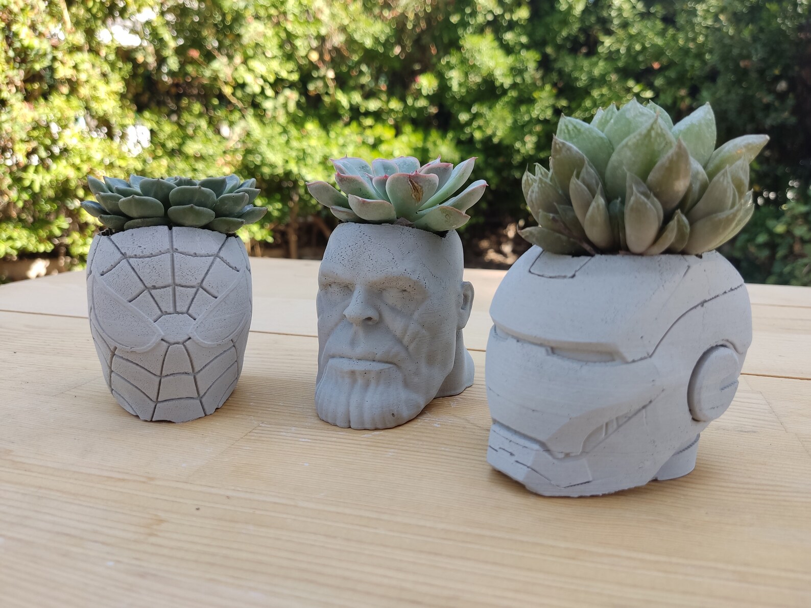 Avengers Concrete Planter Set, 3 in 1 Plant Pot Set, Plant Decor ...