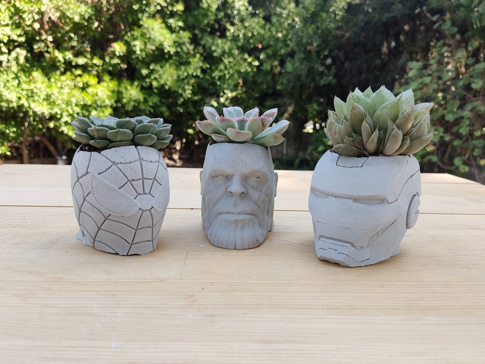 Avengers Concrete Planter Set, 3 in 1 Plant Pot Set, Plant Decor ...