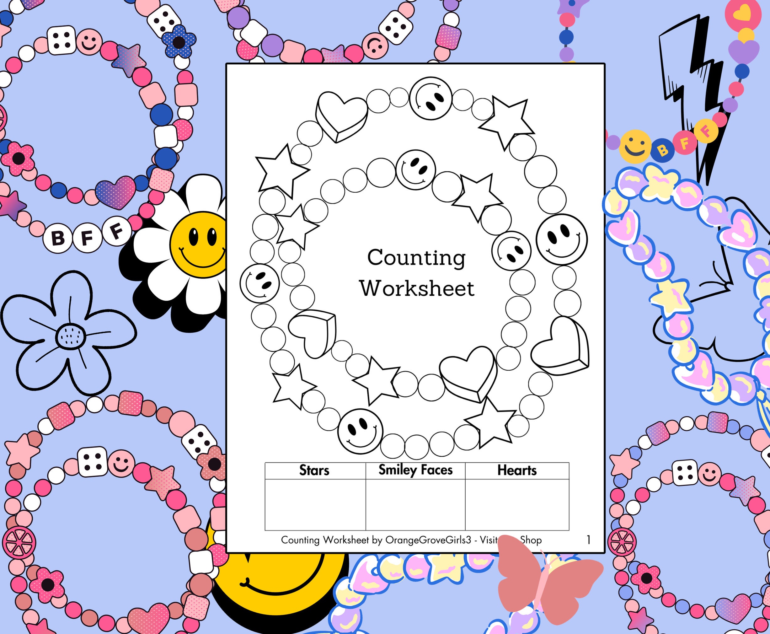 Counting & Coloring Worksheets Friendship Bracelet Coloring Activity ...