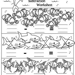Subtraction Worksheets Ocean Animals 20 Pages Preschool Kindergarten ...