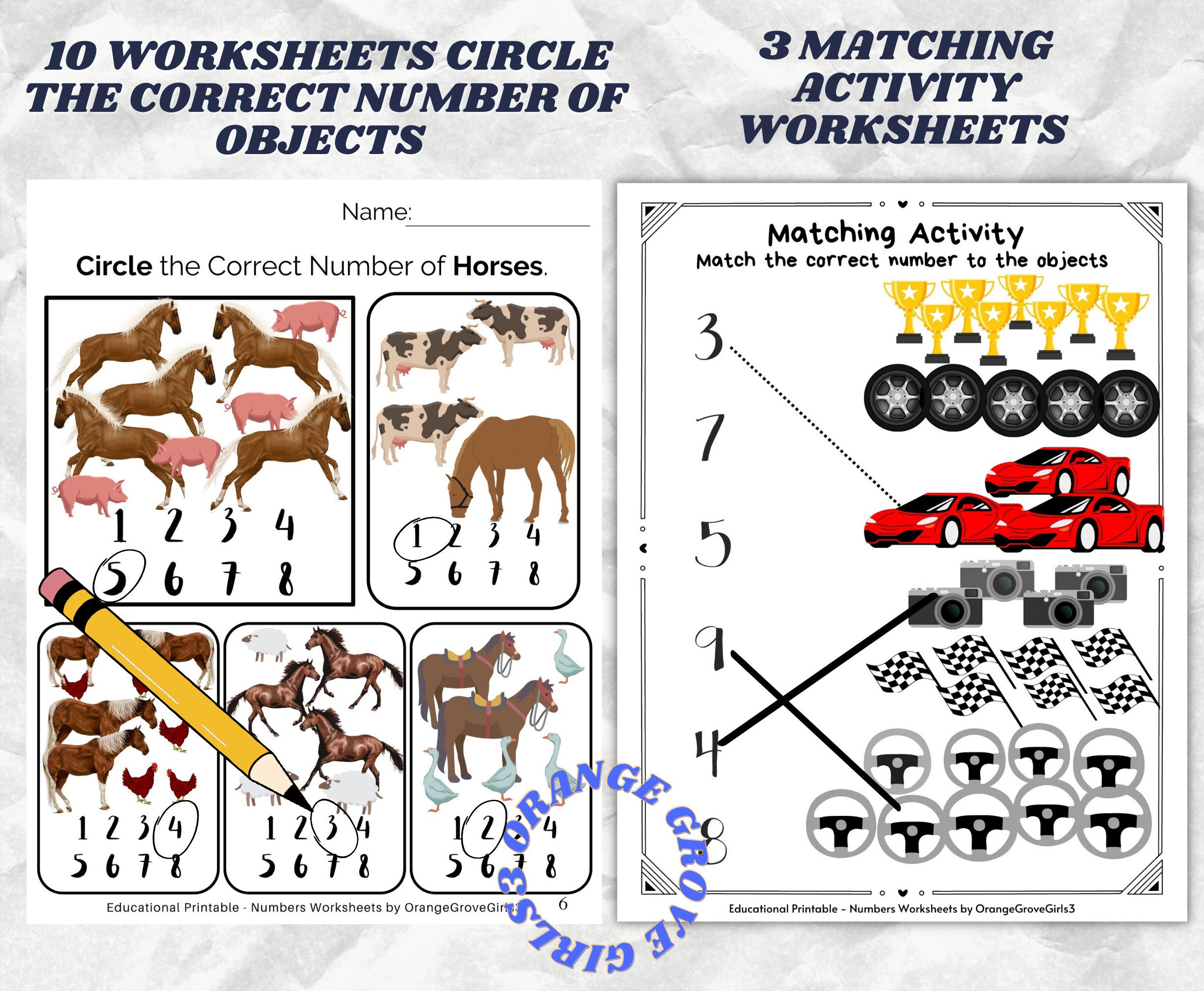 Alphabet Practice Worksheets and Counting Activity Bundle 40 - Etsy