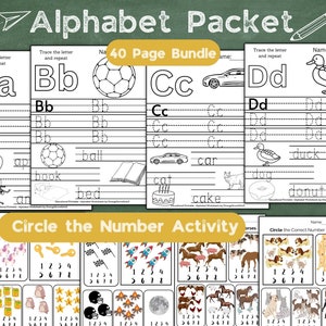 Alphabet Practice Worksheets and Counting Activity Bundle 40 Pages ...