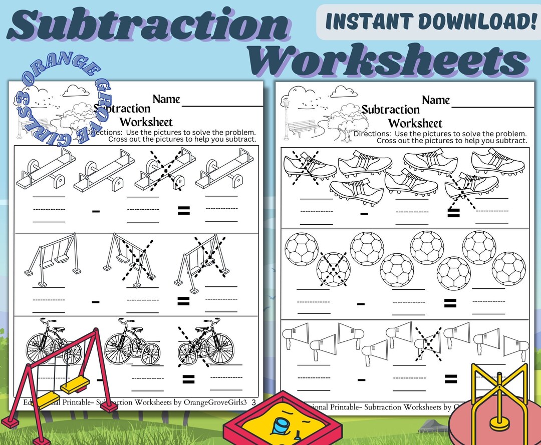 Subtraction Worksheets 12 Page Bundle Math Packet 1st Grade - Etsy