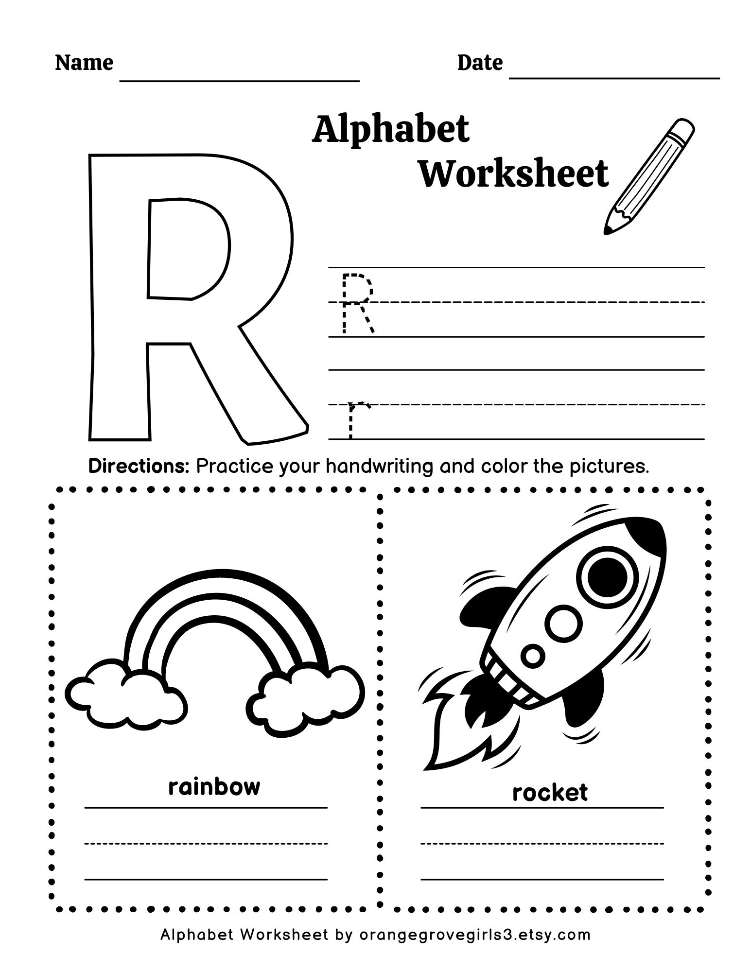 Alphabet Worksheets Trace and Color 26 Page Bundle Printable Practice ...