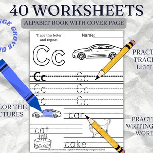 Alphabet Practice Worksheets and Counting Activity Bundle 40 Pages ...
