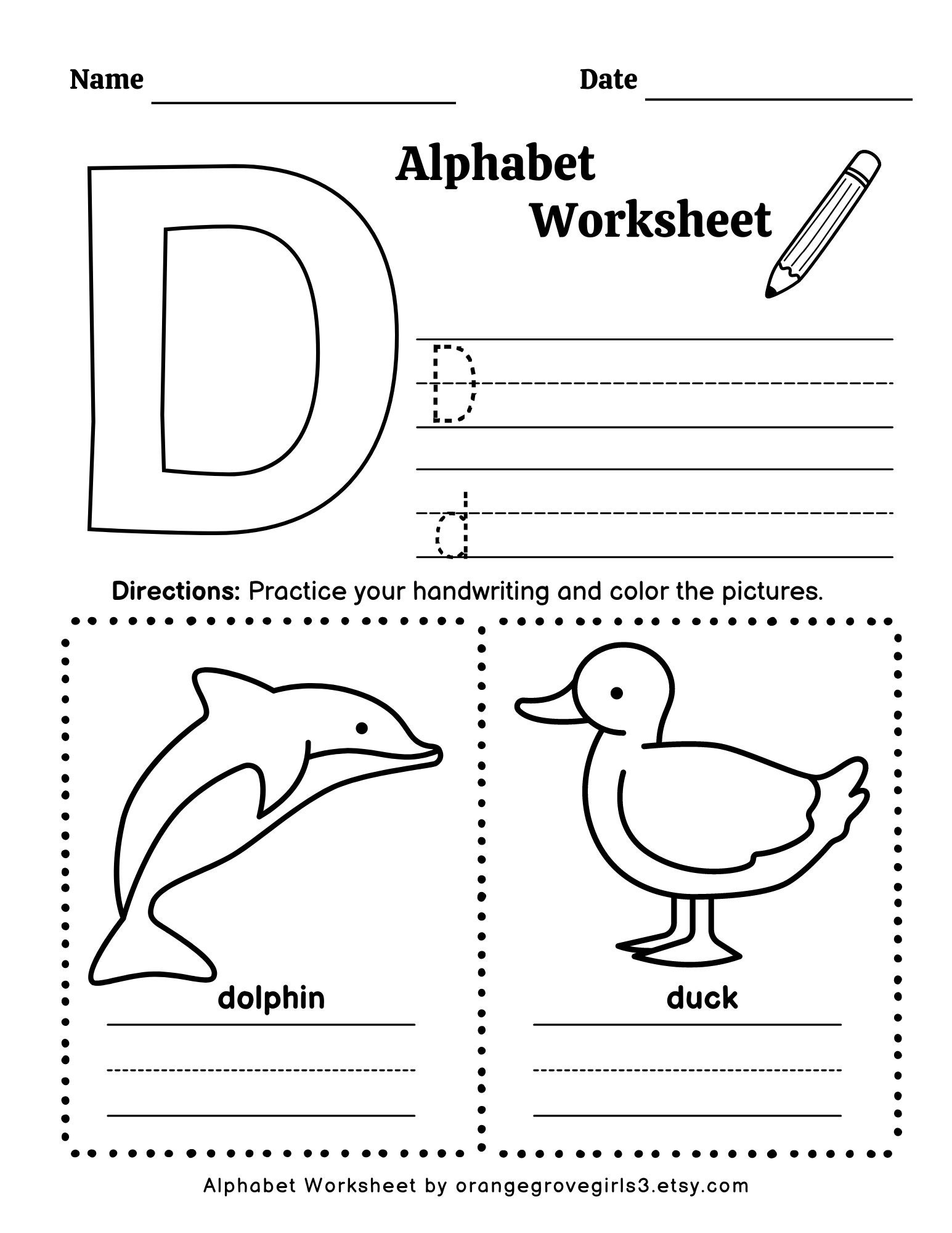 Alphabet Worksheets Trace and Color 26 Page Bundle Printable Practice ...