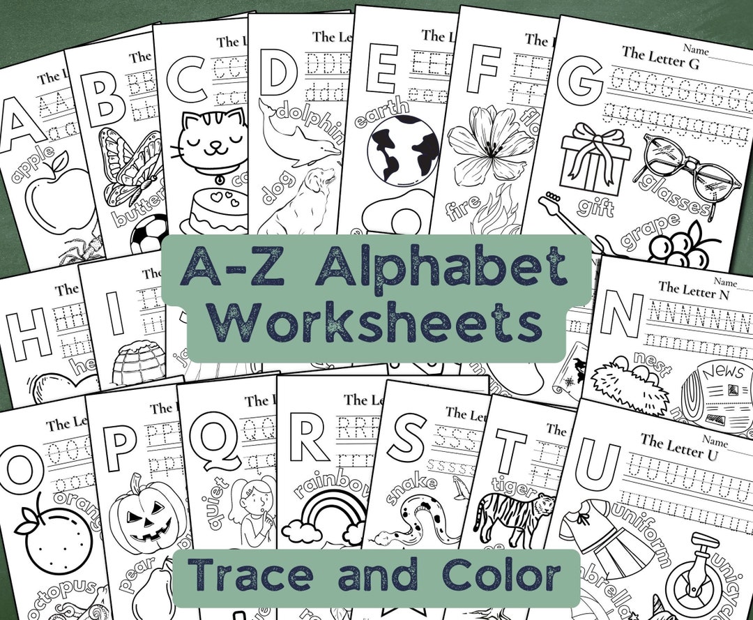 Alphabet Coloring Pages Practice Trace Worksheets ABC Worksheets Bundle ...