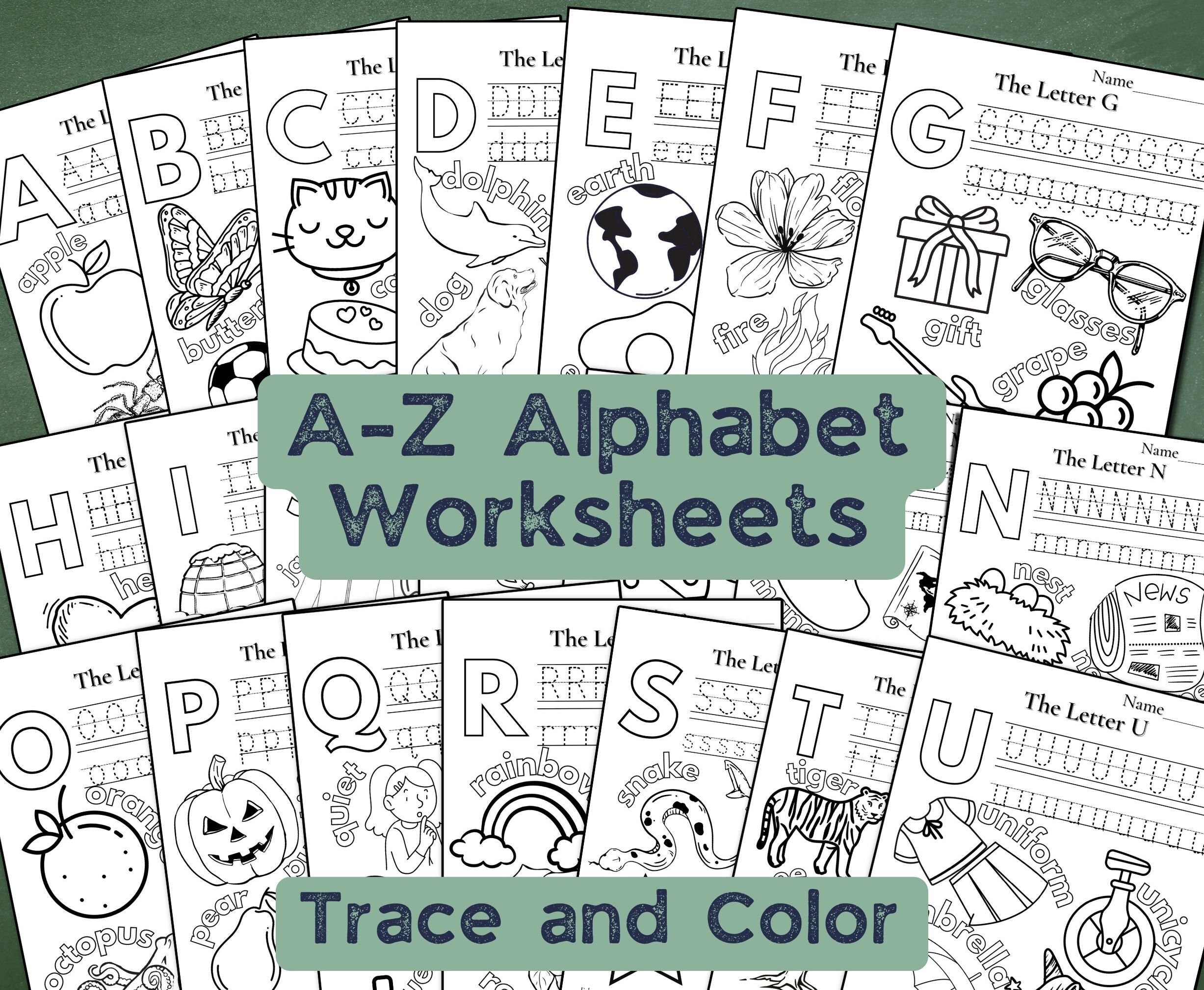 Alphabet Coloring Pages Practice Trace Worksheets ABC Worksheets Bundle ...