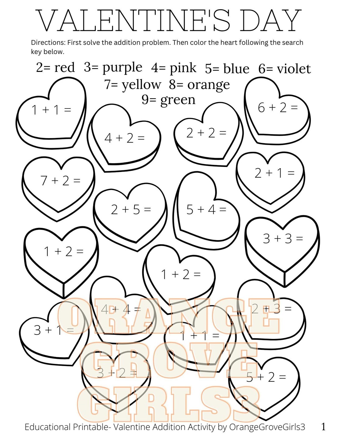 Valentine's Day Addition Worksheets Heart Candy 15 Pages - Etsy