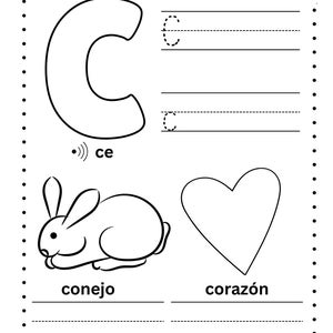Spanish Alphabet Coloring Book Spanish Sight Words Practice Handwriting ...
