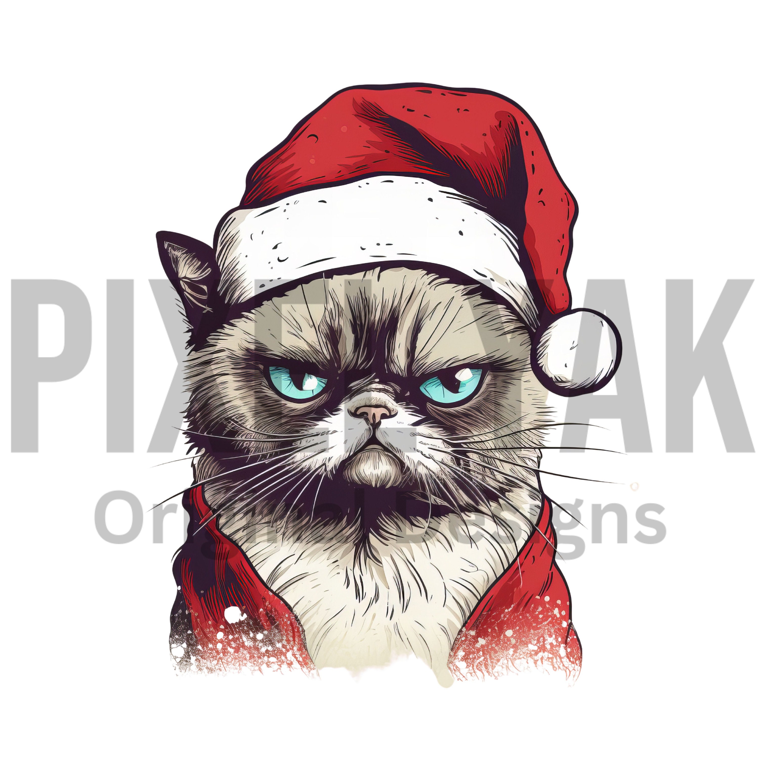 Moody Cat Christmas PNG Clipart Funny Winter Holiday Cat - Etsy