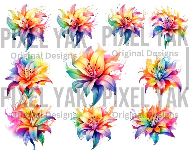 Watercolor Neon Rainbow Tropical Clipart PNG, Rainbow Palm Leaves ...