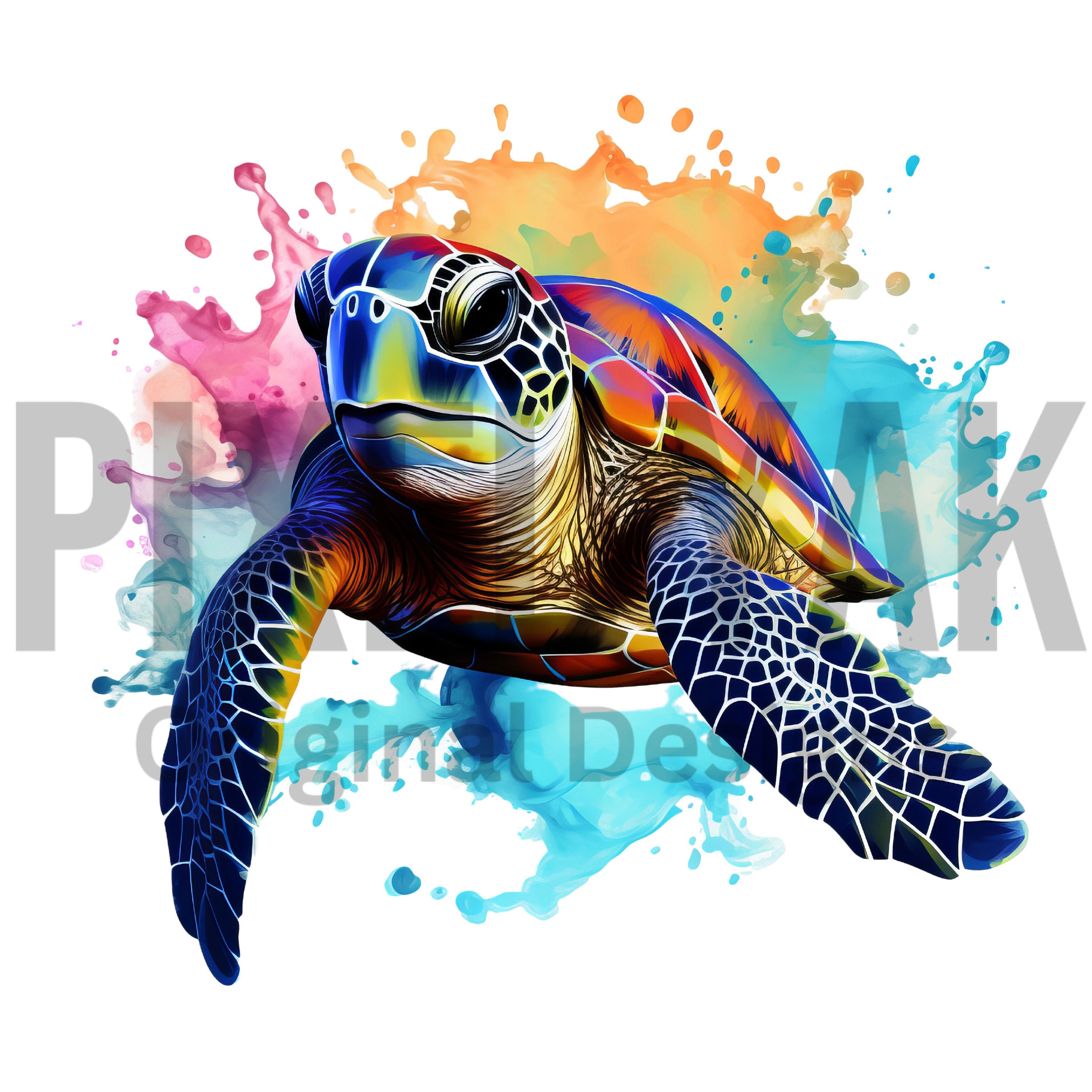 Hand Drawn Tie Dye Turtle Png Sublimation Design, Turtle Png, Sea ...