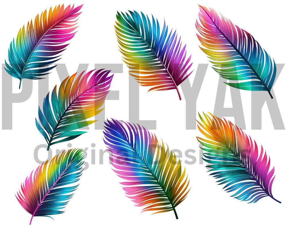 Watercolor Neon Rainbow Tropical Clipart PNG, Rainbow Palm Leaves ...