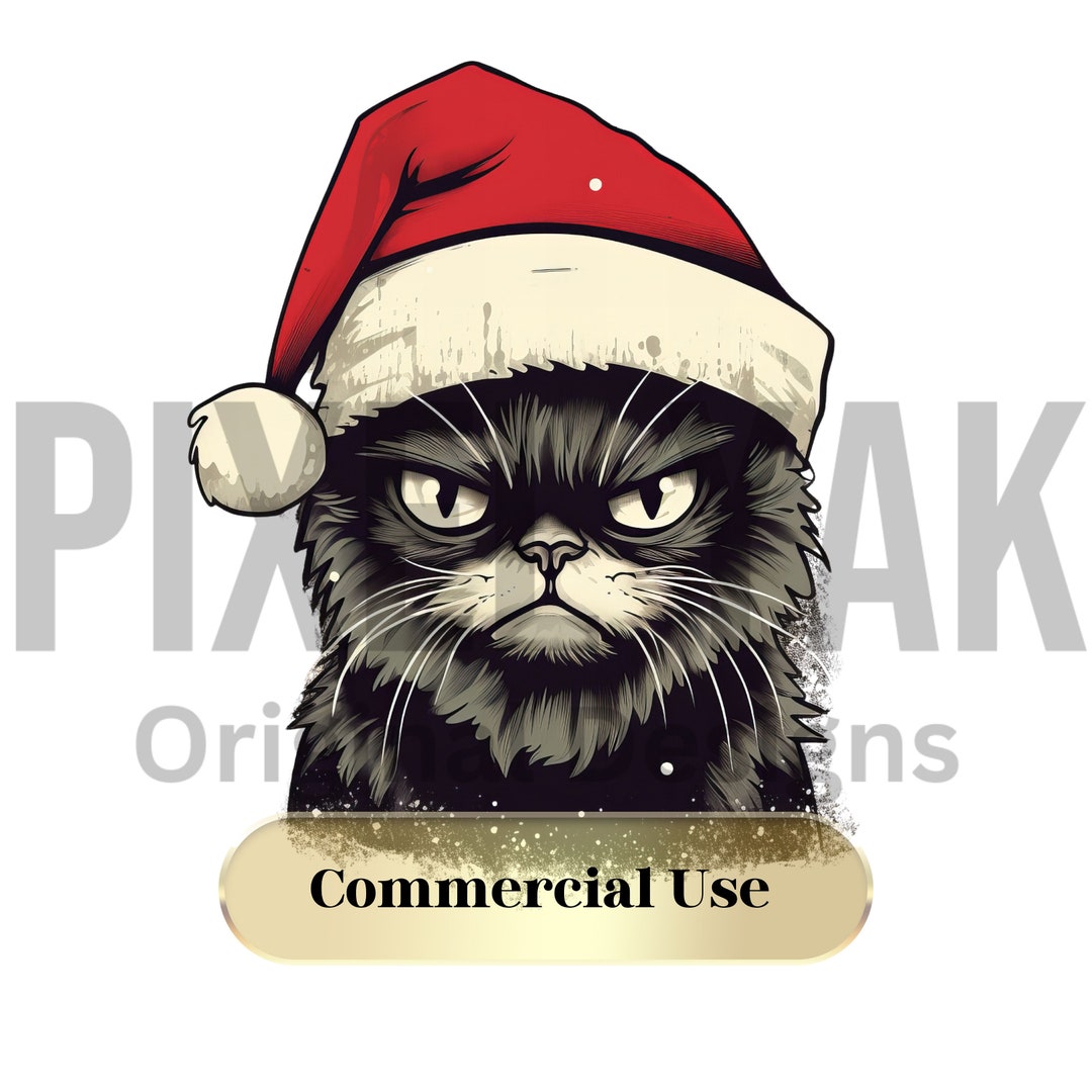 Moody Cat Christmas PNG Clipart Funny Winter Holiday Cat - Etsy