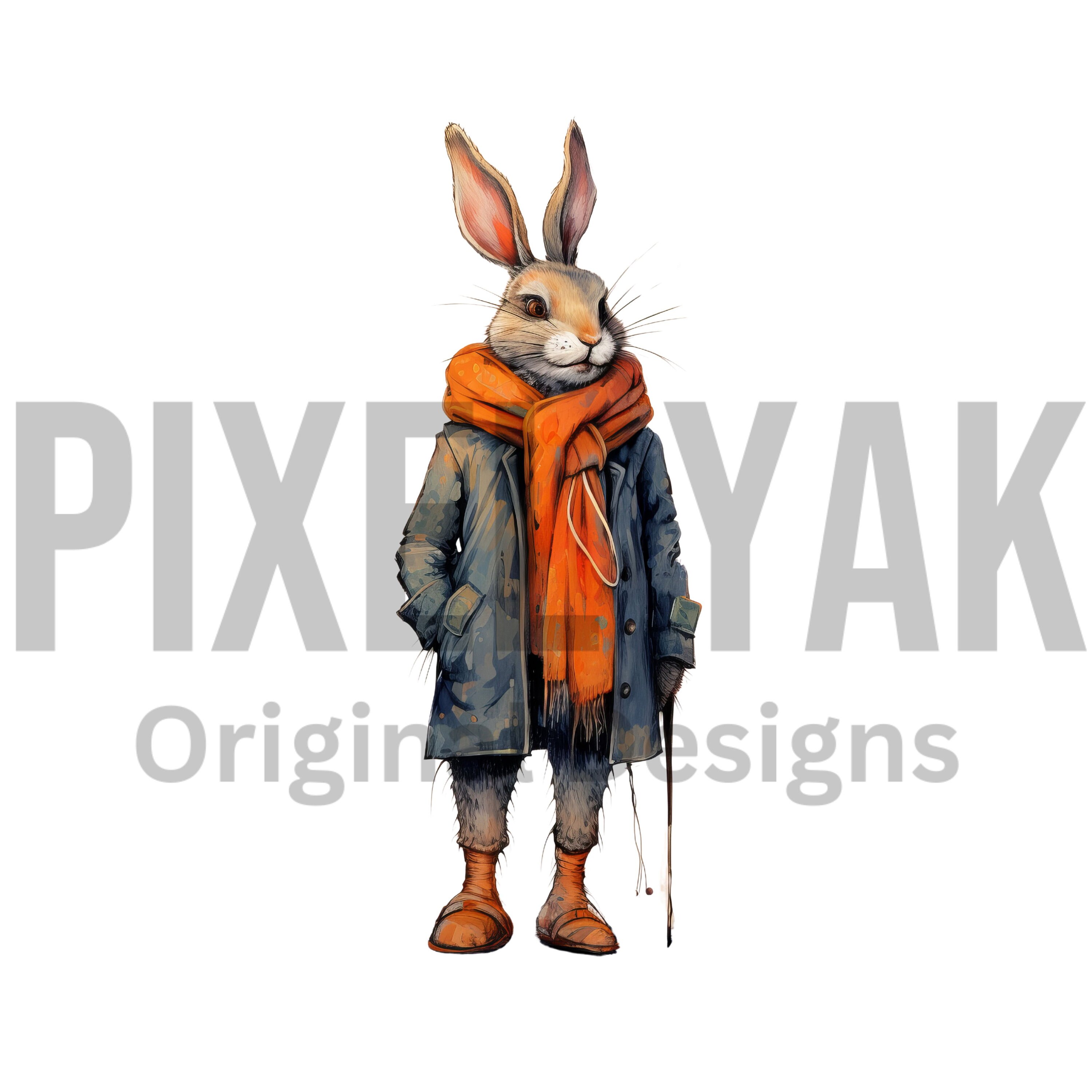Rabbit PNG, Commercial Use, Bunny Wearing Jacket, Wearing Coat, Hare ...