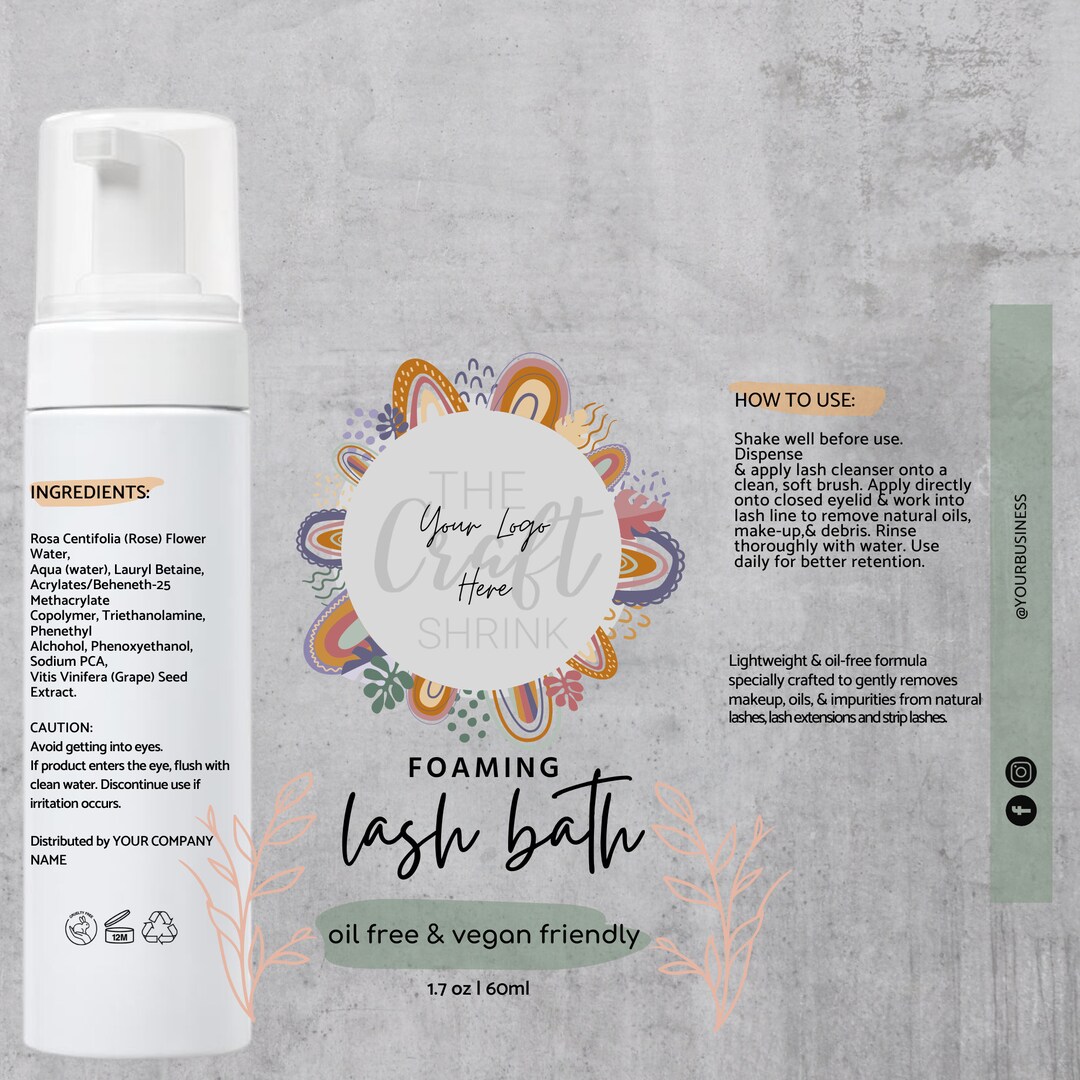 LASH Wash LABEL, SHAMPOO Label, Esthetician Template, Minimalist Canva ...