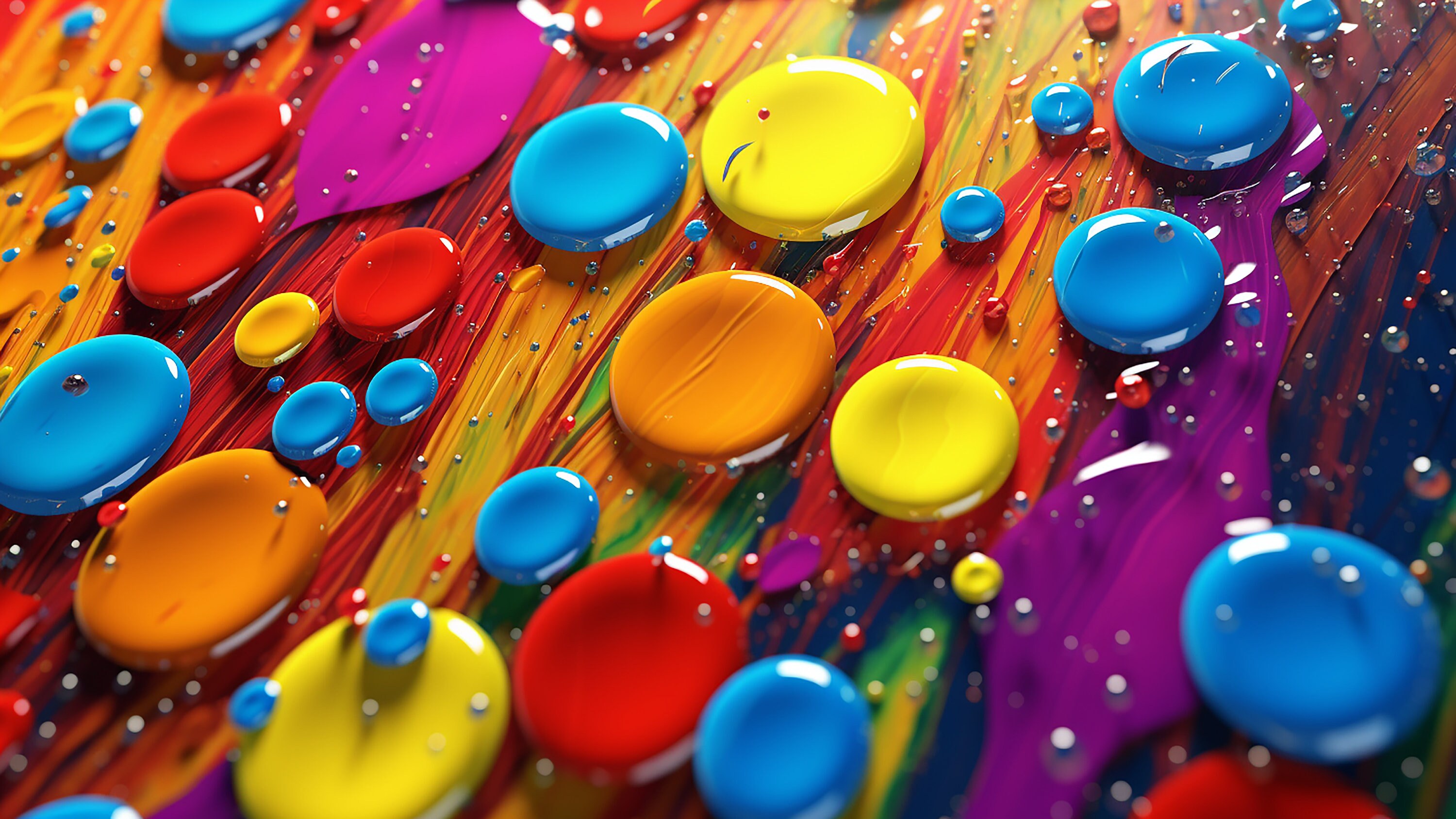 Colorful Water Drops Wallpaper Hd