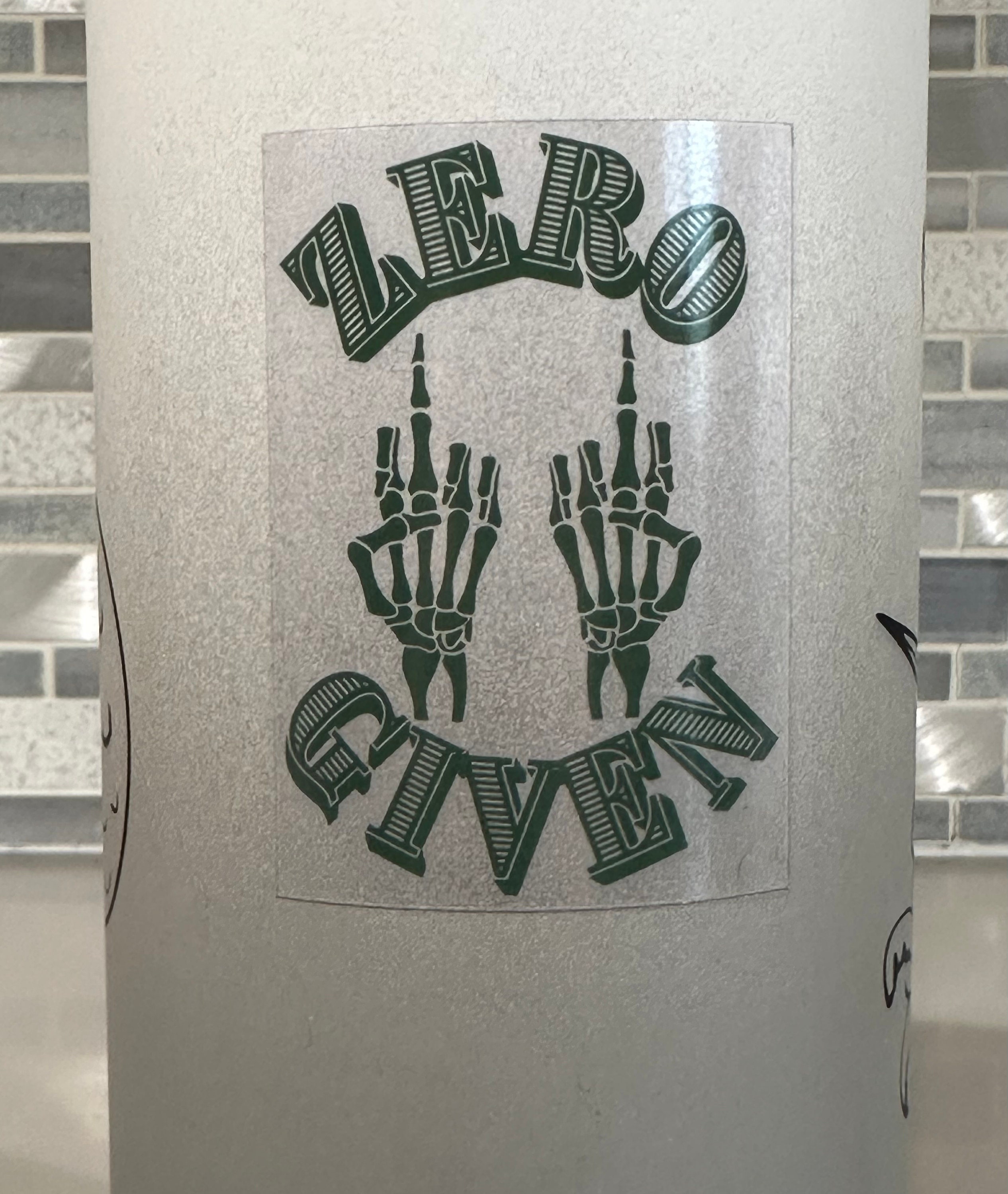 Zero F's Given Skeleton Hands With Middle Finger Sticker - 3 Inch Clear ...