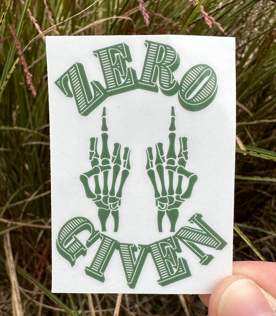 Zero F's Given Skeleton Hands With Middle Finger Sticker - 3 Inch Clear ...