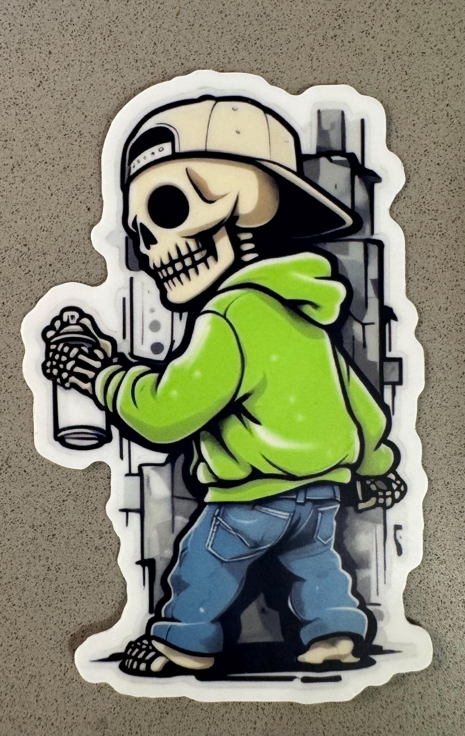 Graffiti Skeleton Vinyl Sticker: Edgy Street Art Decal - Etsy