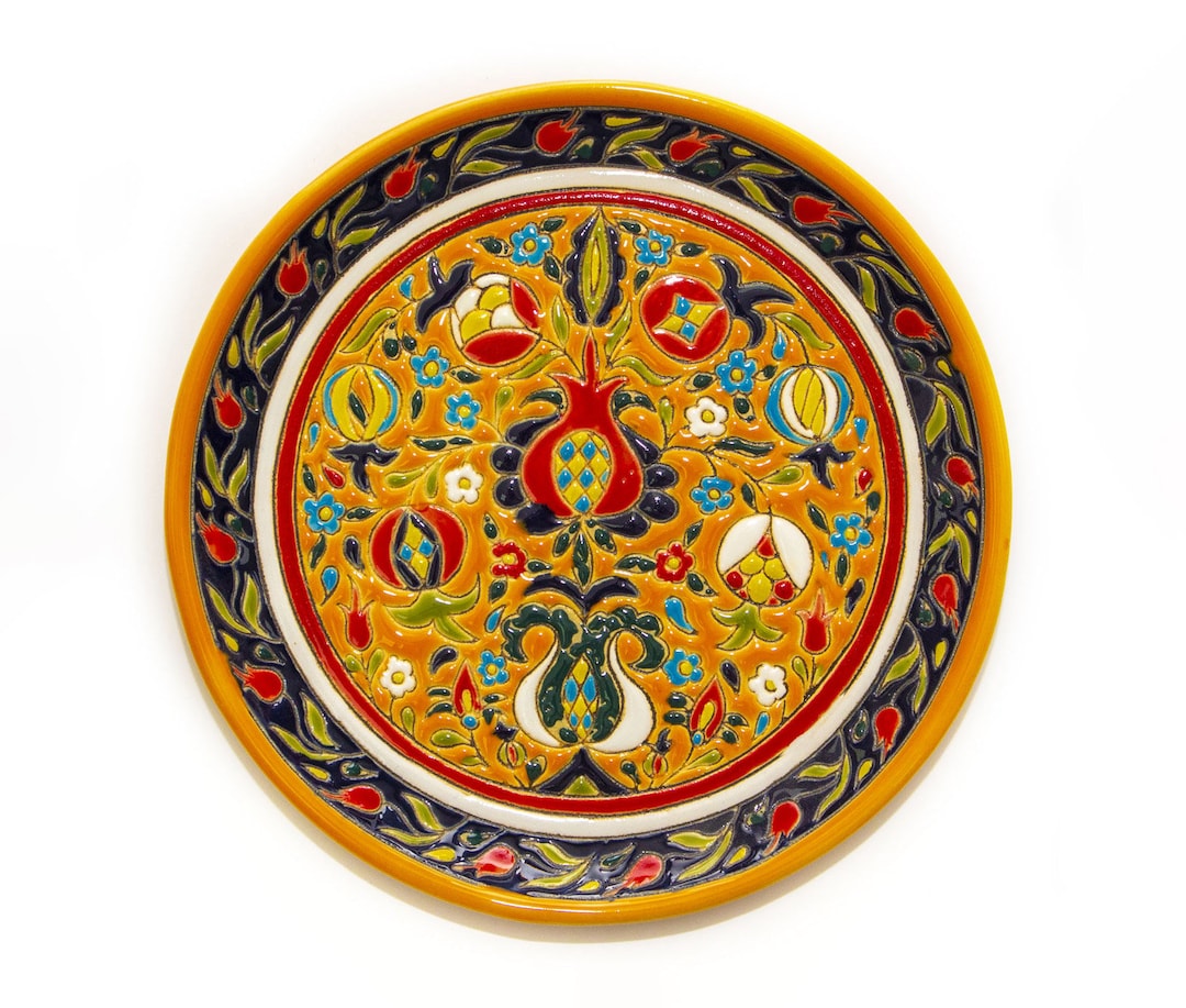 Hand-painted Orange Plate With Authentic Crimean Tatar Design Handmade ...