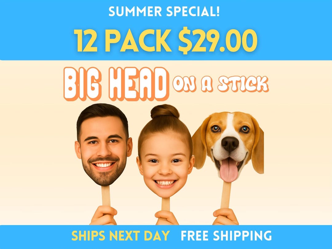 Face on a Stick Bachelorette Party Prop Big Head Cutout Fat Head Custom ...