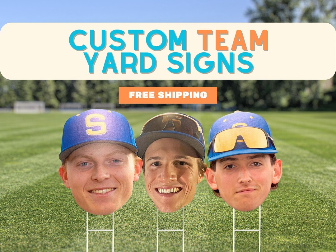 Team Yard Sign Custom Sports Team Face Cutout Outdoor Big Head Sign ...
